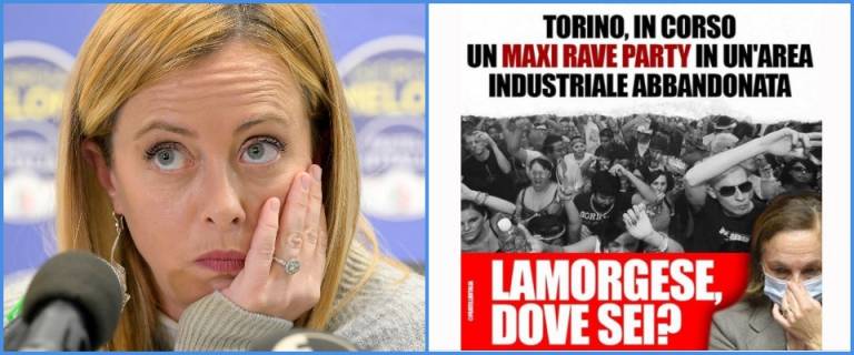 Delirio rave party a Torino. Meloni: "Modello Lamorgese, pugno duro coi ...