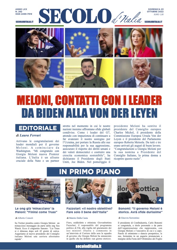 Domenica 23 ottobre 2022 - Secolo d'Italia