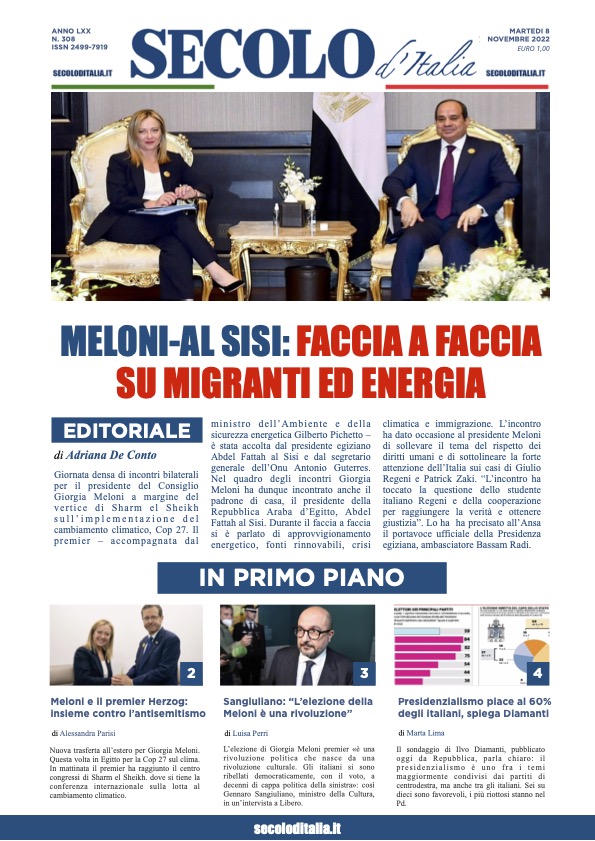 Martedi 8 novembre 2022 - Secolo d'Italia