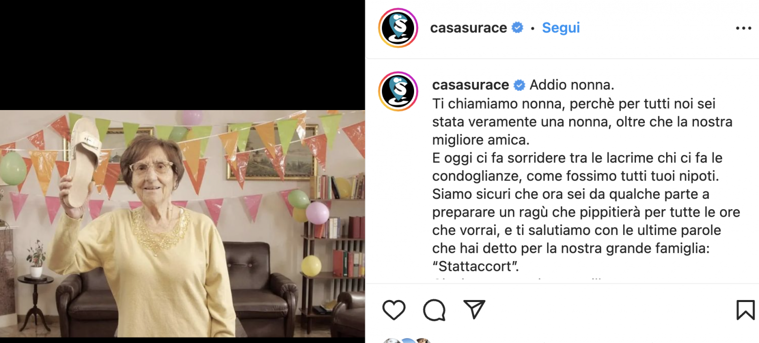 Nonna Rosetta di Casa Surace è morta. Il cordoglio social: "Siamo tutti ...