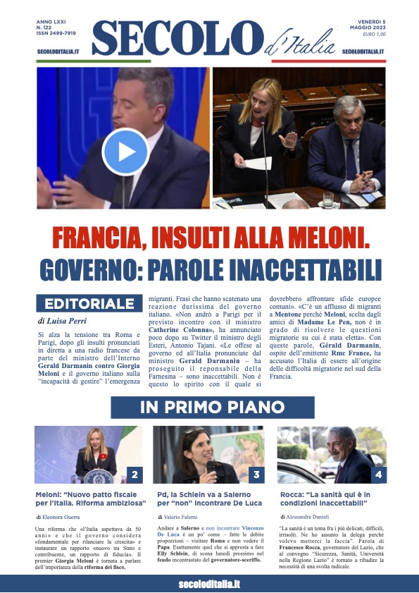 Venerdi 5 maggio 2023 - Secolo d'Italia