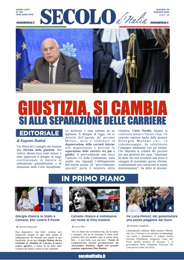 Giovedi 30 maggio 2024 - Secolo d'Italia Giovedi 30 maggio 2024 - Secolo d'Italia